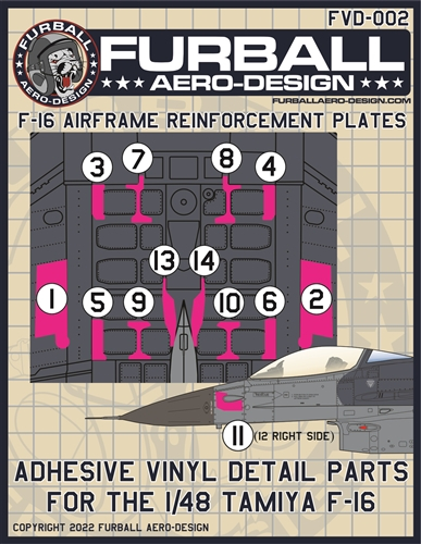 Furball Aero-Design VD002 General Dynamics F-16 - Airframe Reinforcement Plates (for Tamiya kits)
