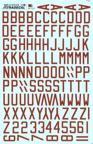 Xtradecal 72210 RAF WWII bomber code letters 48' high x 24' x 6' stroke - Dull Red