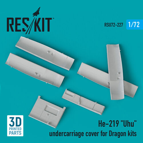 RES/KIT U72-0227 He-219 Uhu Undercarriage Covers For Dragon Kit (3D Printing)