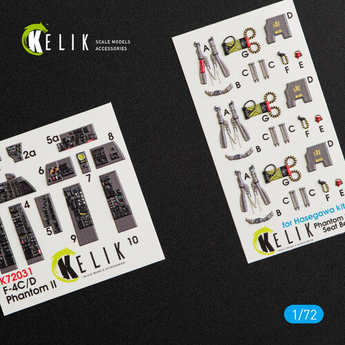 KELIK K72031 F-4 (C, D) Phantom II Interior 3D Decals For Hasegawa Kit