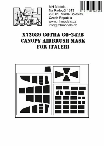 MH Models X72089 Gotha Go-242 B canopy airbrush mask for Italeri