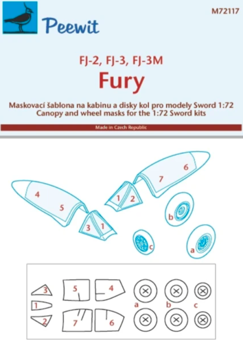Peewit 72117 Canopy mask for FJ-2, FJ-3, FJ-3M Fury Sword