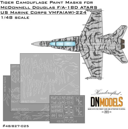 DN Models 48-827-025 Tiger Camo Paint Masks For ATARS F/A-18D Hornet VMFA-224