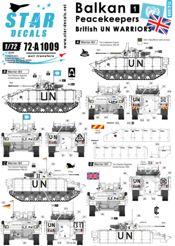 Star-Decals 72-A1009 Balkan Peacekeepers # 1. British UN Warriors.