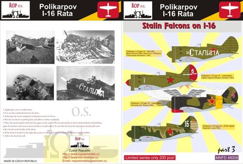 Ropos Models MNFDL48009 Polikarpov I-16 Rata - Stalin's Falcons on I-16