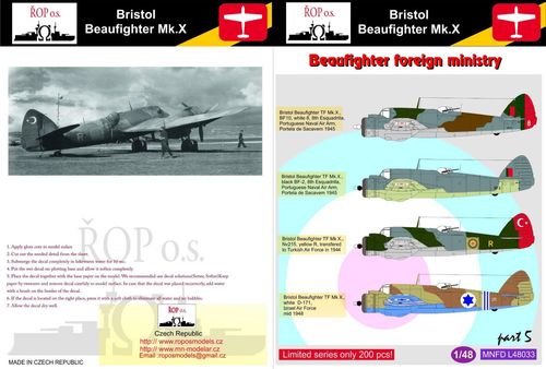 Ropos Models MNFDL48033 Bristol Beaufighter Mk.X - Beaufighter foreign ministry
