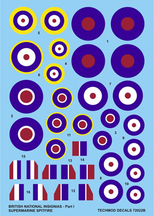 Techmod 72022 British National Insignias - Supermarine Spitfire