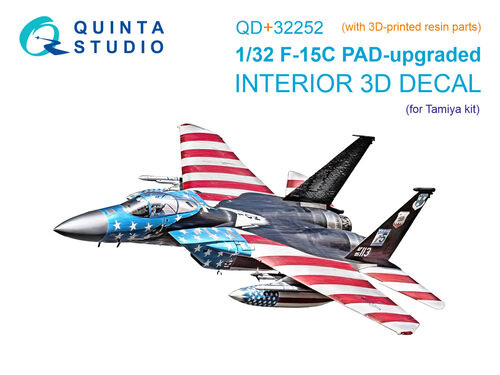Quinta Studio QD+32252 McDonnell Douglas F-15 C PAD-upgraded - 3D-Printed & Coloured Interior on Decal Paper with 3D-printed Resin Parts (for Tamiya Kits)