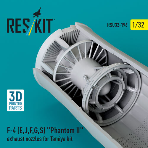 RES/KIT U32-0196 F-4 (E, J, F, G, S) 'Phantom II' Exhaust Nozzles For Tamiya Kit (3D Printed)
