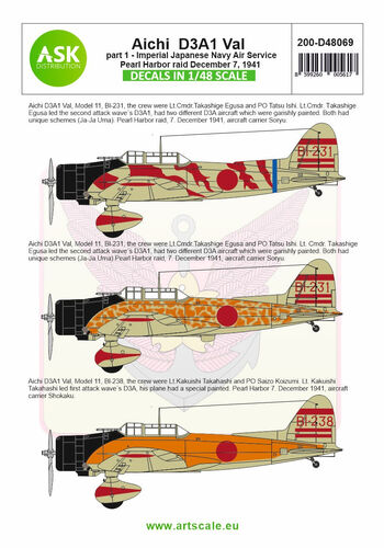 Art Scale Kit D48069 Aichi D3A1 Val Part 1 - Imperial Japanese Navy Air Service Pearl Harbor Raid, 7 December 1941