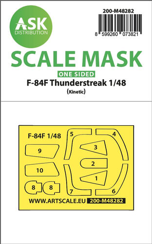 Art Scale Kit M48282 Republic F-84 F Thunderstreak - One-Sided Express Fit Mask (for Kinetic Model kits)