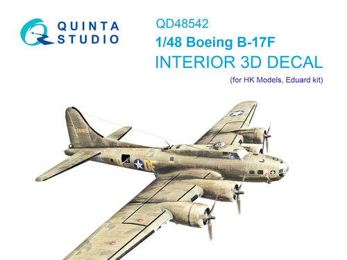Quinta Studio QD48542 Boeing B-17 F - 3D-Printed & Coloured Interior on decal paper (for HK Models / Eduard kits)