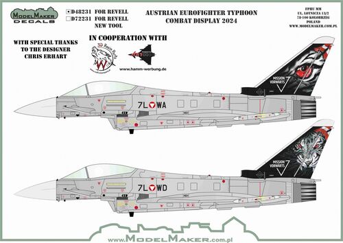 Model Maker Decals D48231 Austrian Eurofighter Typhoon Combat Display 2024 (for Revell kits)