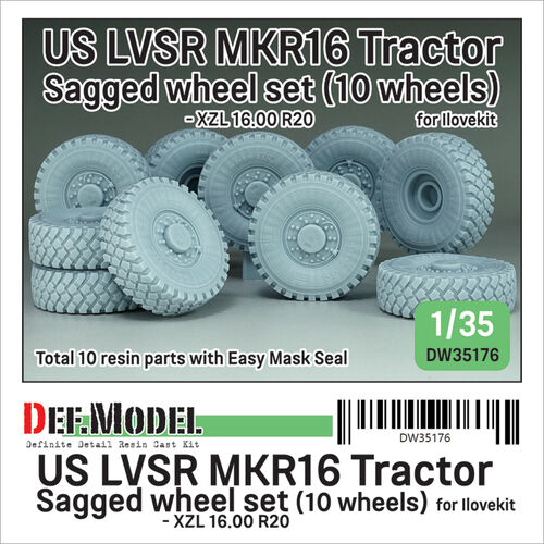 DEF Model DW35176 US LVSR MKR16 Tractor Sagged Wheel Set (10 Wheels) - XZL 16.00 R20 (For I Love Kit Kit)
