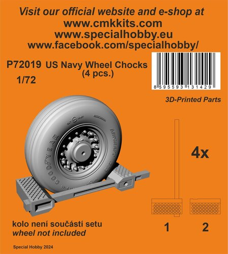 CMK P72019 US Navy Wheel Chocks (4pcs) (Wheel Not Included)