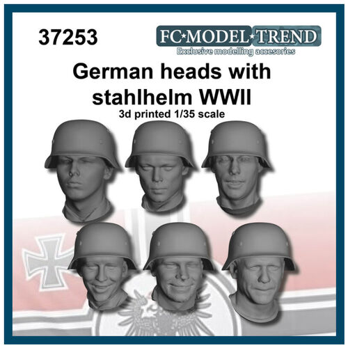 FC ModelTrend 37253 German WWII Soldier Heads with Stahlhelm (3D-printed)