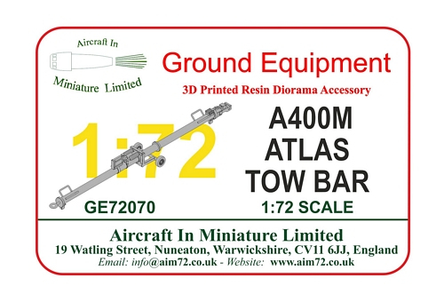 Aircraft In Miniature Ltd GE72070 Atlas Towbar for use with the Airbus A400M and Schopf F396 tractor (2 pcs, towing wheels up or down)