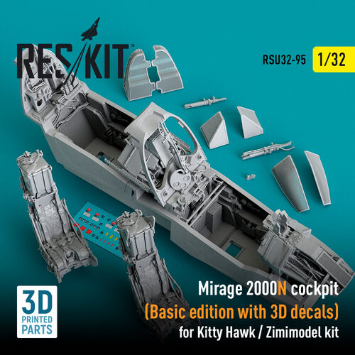 RES/KIT U32-0095 Mirage 2000N Cockpit For Kitty Hawk/Zimimodel Kits (Basic Edition With 3D Decals)
