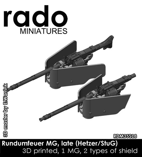 Rado Miniatures 35S18 Rundumfeuer MG, Late (Hetzer/StuG) (3D Printed, 1 MG, 2 Types Of Shield)