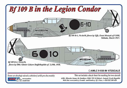 AML C9030 Messerschmitt Bf-109 B-1/B-2 in Legion Condor (2 decal versions)