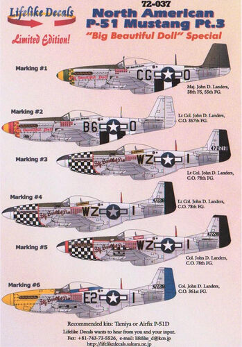 Lifelike Decals 72037 North American P-51 Mustang Part 3 (6 schemes)