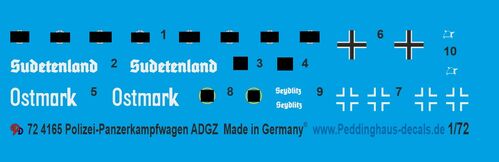 Peddinghaus-Decals 4165 Police Panzerkampfwagen ADGZ