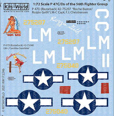 Kits World 172246 Republic P-47 C/D Thunderbolts of the 56th Fighter Group (Set II)