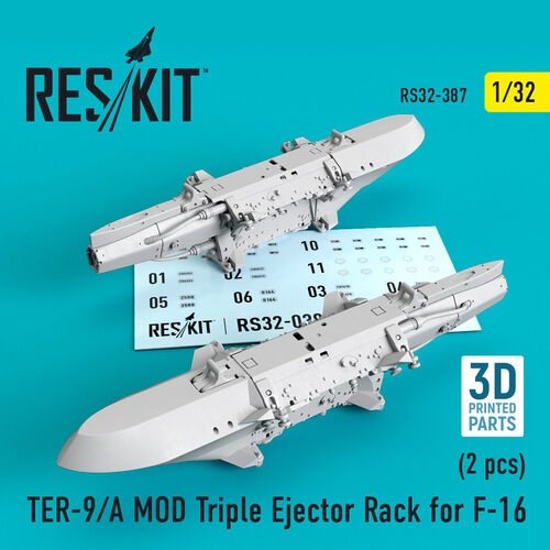 RES/KIT 32-0387 TER-9/A MOD Triple Ejector Rack for F-16 (2 pcs) (3D Printing)