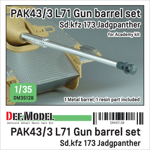 DEF Model DM35128 WWII German Jagdpanther PAK43/3 L71 gun for Academy kit