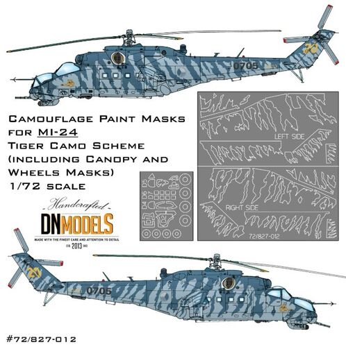 DN Models 72-827-012 Paint Masks For Mil Mi-24 Tiger Camo With Canopy And Wheels Included