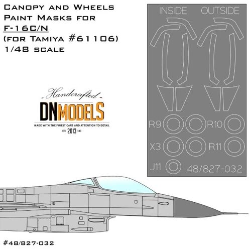 DN Models 48-827-032 Canopy And Wheels Paint Masks For F-16C/N For Tamiya Kits