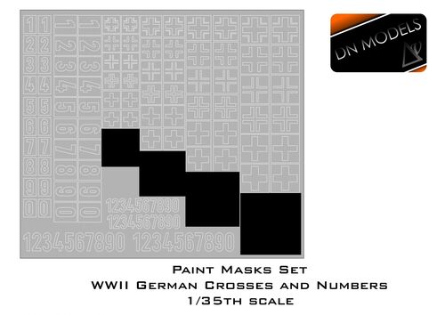 DN Models 35-827-008 Paint Masks Set WWII German Crosses And Numbers Stencils Early And Late