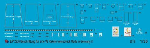 Peddinghaus-Decals 2936 Markings For German V2/A4 Rocket White Print