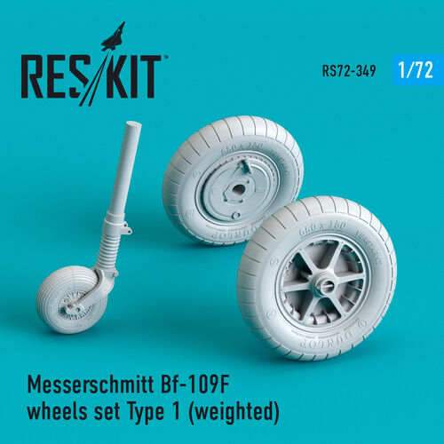 DISCONTINUED RES/KIT 72-0349 Messerschmitt Bf-109F (G Early) wheels set Type 1 (weighted)
