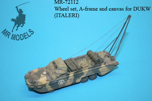 DISCONTINUED MR Modellbau 72112 Wheel set, A-frame and canvas for DUKW