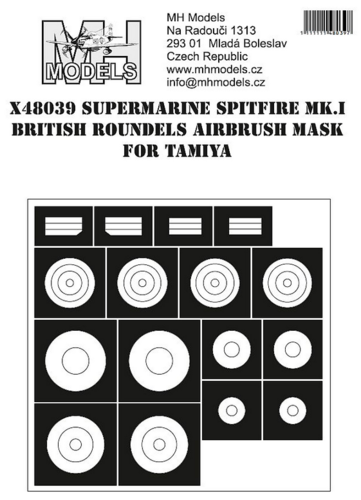 MH Models X48039 Supermarine Spitfire Mk.I British roundels airbrush mask
