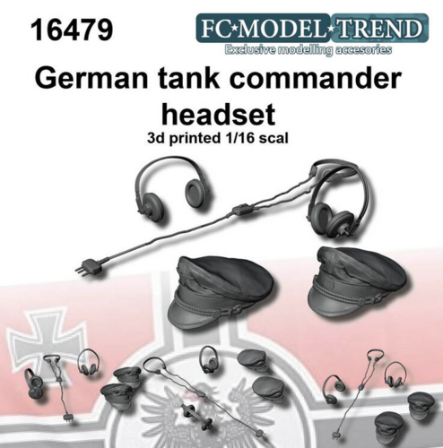 FC ModelTrend 16479 German tank commander cap, headphones and microphone