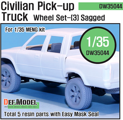 DEF Model DW35044 Civilian Pick up Truck Sagged wheel set 3 (for Meng 1/35)