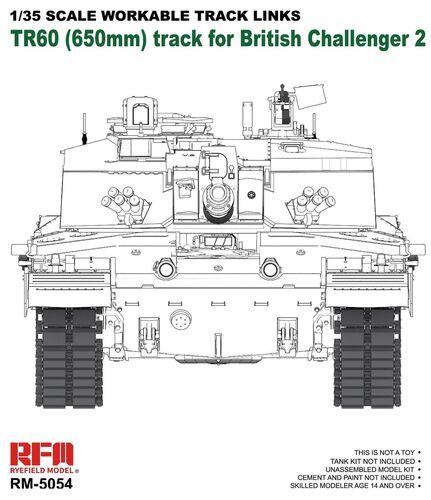 Rye Field Model RM-5054 TR60 (650mm) track for British Challenger 2