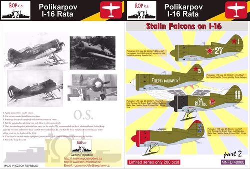 Ropos Models MNFDL48008 Polikarpov I-16 Rata - Stalin's Falcons on I-16