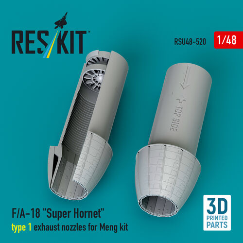 RES/KIT U48-0520 F/A-18 'Super Hornet' Type 1 Exhaust Nozzles For Meng Kit (3D Printed)