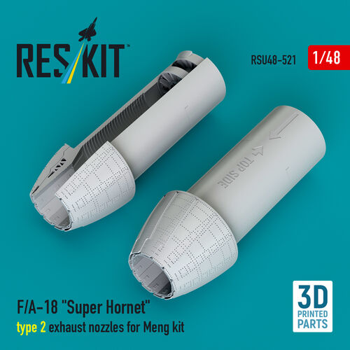 RES/KIT U48-0521 F/A-18 'Super Hornet' Type 2 Exhaust Nozzles For Meng Kit (3D Printed)