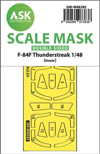 Art Scale Kit M48283 Republic F-84 F Thunderstreak - Double-Sided Express Fit Mask (for Kinetic Model kits)