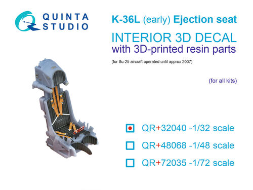 Quinta Studio QR+32040 K-36L (early) Ejection Seat - for Su-25 aircraft until 2007(for all kits)