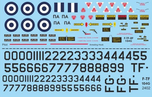 Procal Decals 48-2405 Lockheed F-104 G / TF-104 G Starfighter in Greek Air Force - Basic Stencils Set (for 1 Plane)