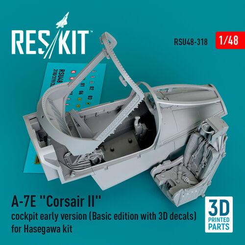 RES/KIT U48-0318 A-7E 'Corsair II' Cockpit Early Version (Basic Edition With 3D Decals) For Hasegawa Kit (3D Printed)