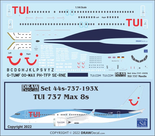 Draw Decal 44-737-193X Boeing 737 Max8 - TUI