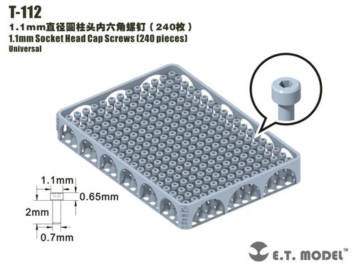 ET Model T-112 1.1 mm Socket Head Cap Screws (240 pieces)
