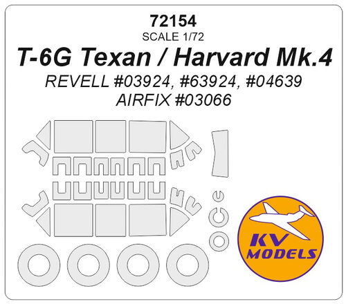 KV Models 72154 T-6G Texan / Harvard Mk.4 (REVELL #03924, #63924, #04639 / Airfix #03066) And Wheels Masks