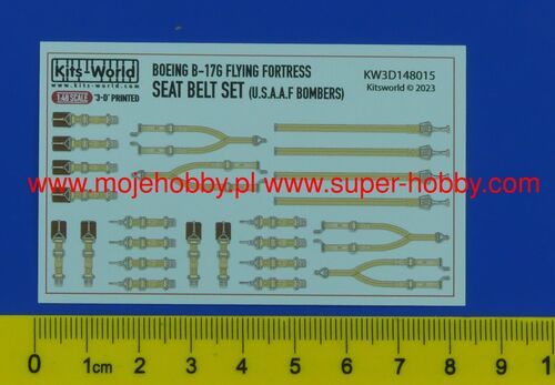 Kits World 3D148015 Boeing B-17G Flying Fortress 3D Full colour seatbelts (for Hong Kong Models and Monogram kits)